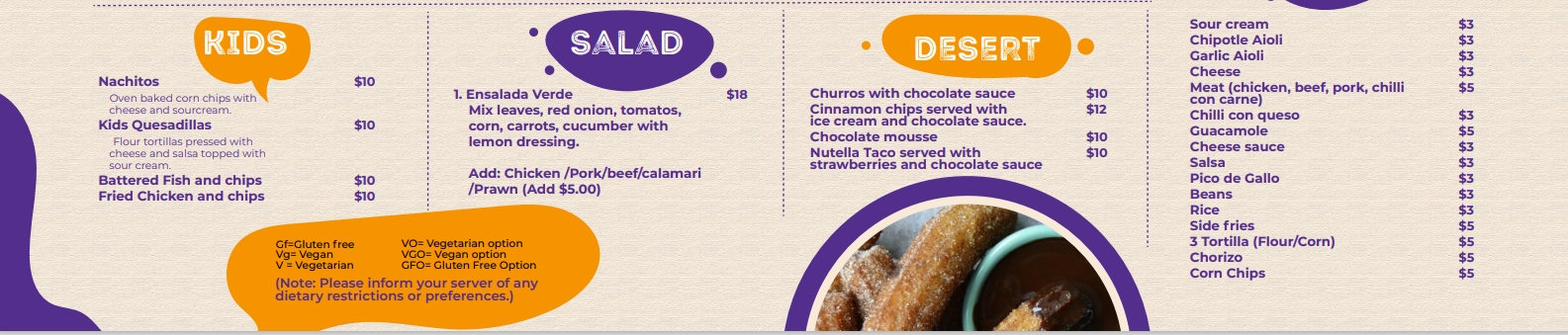 Menu – Elcentro Essendon